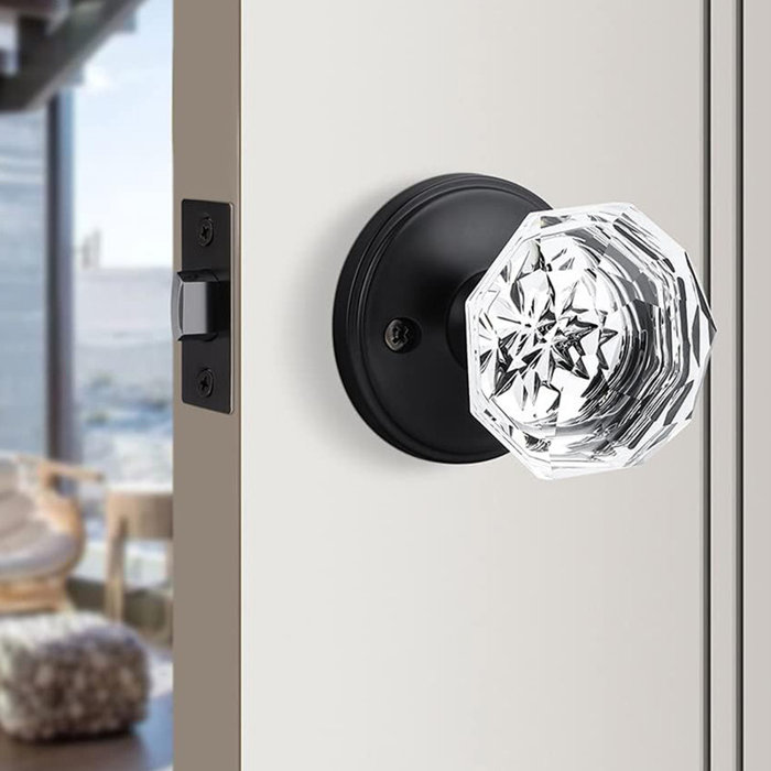 Kiflic Crystal Door Knobs 5 Pack Octagonal Diamond Doorknobs for Hall Closet Glass Passage ...